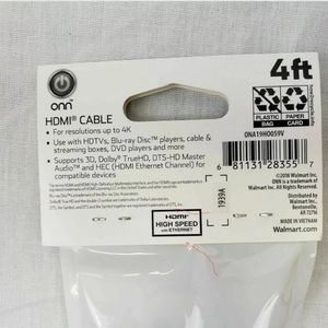 Onn | Other | Onn Hdmi Cable 4ft Connects High Def Av Devices | Poshmark